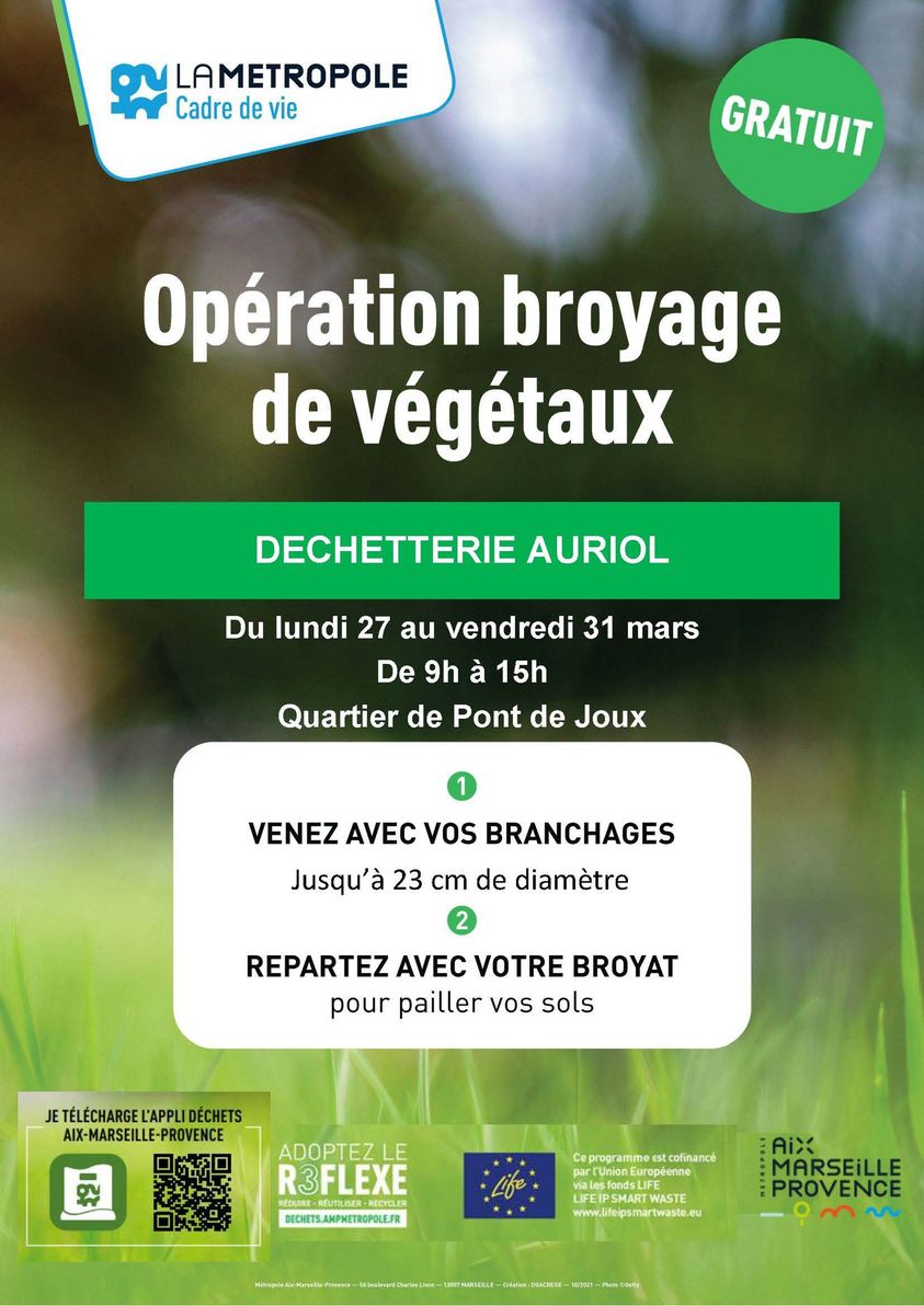 Actualités - DECHETTERIE D'AURIOL - OPERATION BROYAGE DE VEGETAUX - Actualité illiwap de Mairie ...
